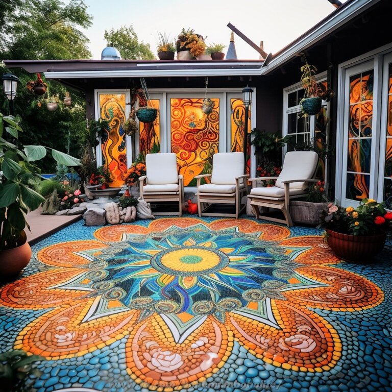 Bohemian And Hippie Style Colorful Outdoor Garden Deck Floor Design ...