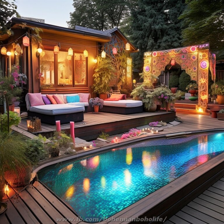 Backyard Garden Pool Design Ideas With Bohemian Style Decor – Pergola ...