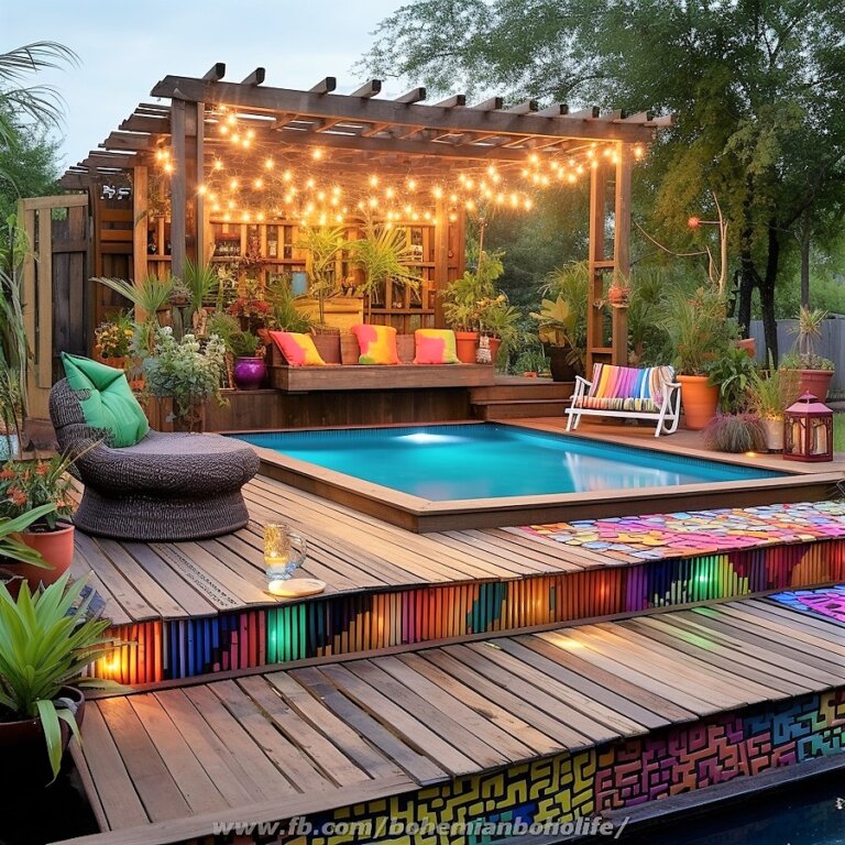 Backyard Garden Pool Design Ideas With Bohemian Style Decor – Pergola ...