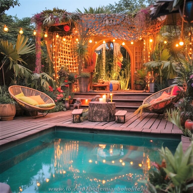 Backyard Garden Pool Design Ideas With Bohemian Style Decor – Pergola ...