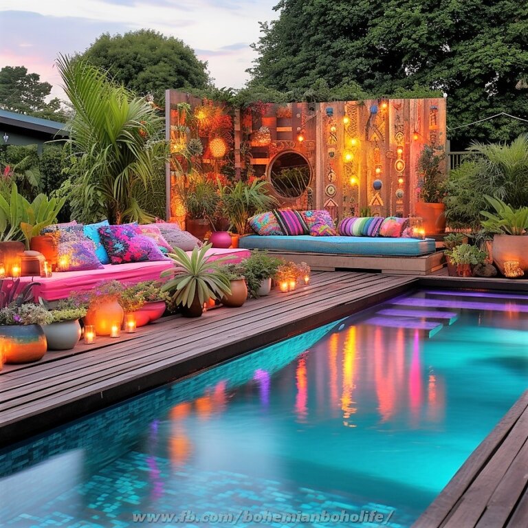 Backyard Garden Pool Design Ideas With Bohemian Style Decor – Pergola ...